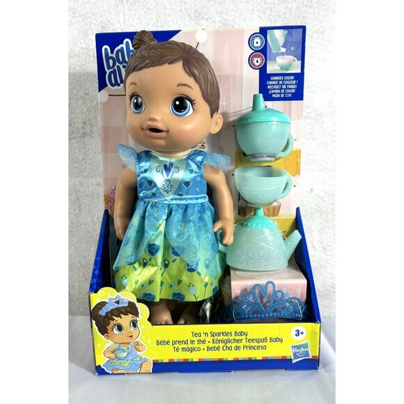 Hasbro | Toys | Baby Alive Tea N Sparkles Brunette Baby Doll W Tea Set ...